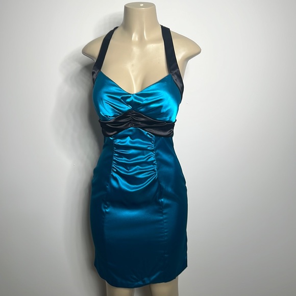 Ruby Rox | Dresses | Ruby Rox Size 5 Teal And Black Satin Dress | Poshmark